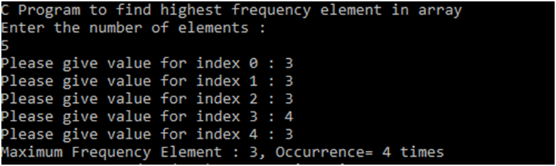 C Program To Find Highest Frequency Element In Array Quescol